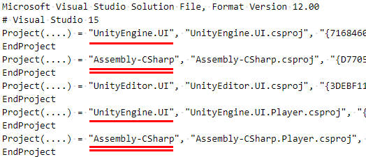 Unity projects analysis: the solution file has two projects named ...